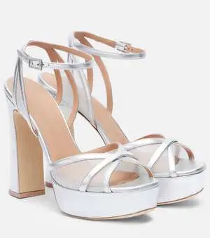 MALONE SOULIERS Sylvie 125 Leather Platform Sandals - Silver