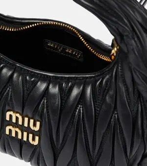 Miu Miu Miu Wander Matelassé Leather Shoulder Bag - Black