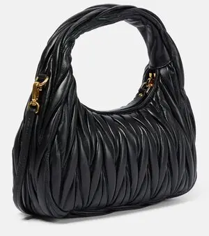 Miu Miu Miu Wander Matelassé Leather Shoulder Bag - Black