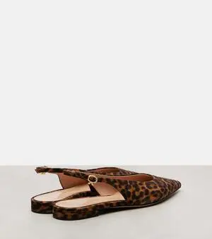 GIANVITO ROSSI Robbie Leopard-print Slingback Flats