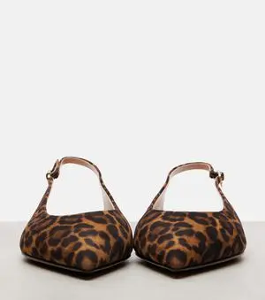 GIANVITO ROSSI Robbie Leopard-print Slingback Flats