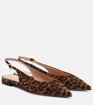 GIANVITO ROSSI Robbie Leopard-print Slingback Flats - Multicoloured