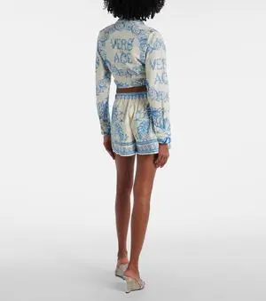 Versace Underwater Barocco Print Cotton Shirt - Blue
