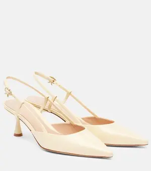 GIANVITO ROSSI Ascent 55 Leather Slingback Pumps - White