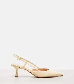 GIANVITO ROSSI Ascent 55 Leather Slingback Pumps - White