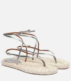 Paris Texas Hydra Metallic Leather And Raffia Sandals