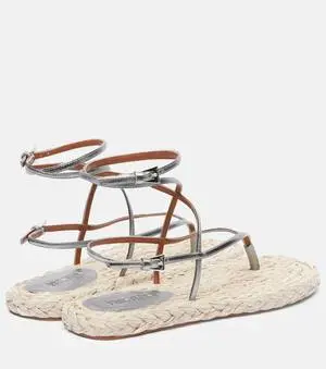 Paris Texas Hydra Metallic Leather And Raffia Sandals