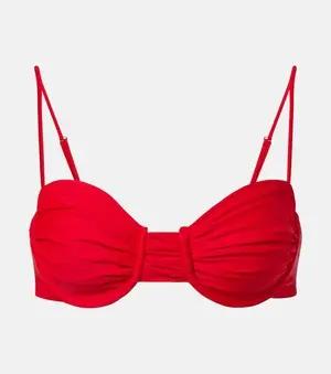 Jade Swim Mia Ruched Bikini Top - Red