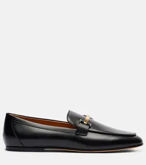 TOD'S Leather Loafers With Gold Hardware