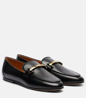 TOD'S Leather Loafers With Gold Hardware - Black