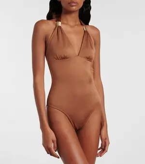 Heidi Klein Grasse Halterneck Swimsuit - Brown