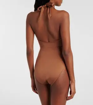 Heidi Klein Grasse Halterneck Swimsuit - Brown