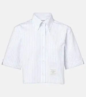 Thom Browne Pinstriped Cropped Poplin Shirt