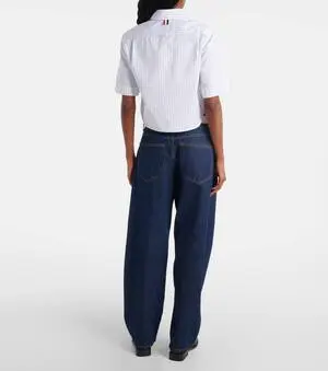 Thom Browne Pinstriped Cropped Poplin Shirt