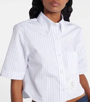 Thom Browne Pinstriped Cropped Poplin Shirt