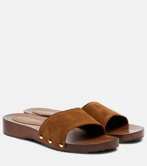 GIANVITO ROSSI Riviera Suede Slides - Beige