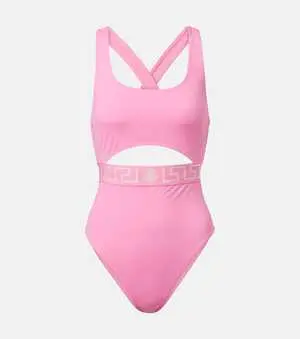 Versace Greca Border Cutout One-piece Swimsuit - Pink
