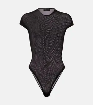 Wardrobe.NYC Sheer Technical Bodysuit - Black