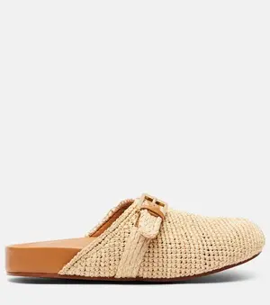 Clergerie Quinta Raffia Mules - Beige