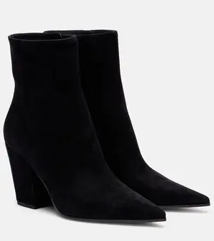 GIANVITO ROSSI Keinna 85 Suede Ankle Boots - Black