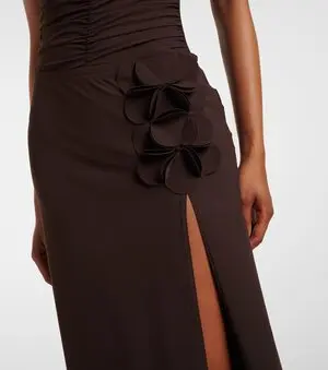 KARLA COLLETTO Tess Floral-appliqué Maxi Skirt - Brown