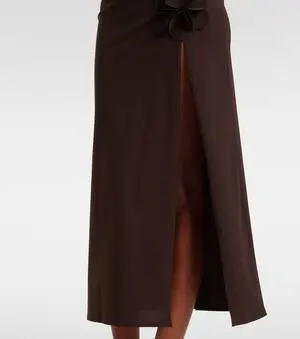 KARLA COLLETTO Tess Floral-appliqué Maxi Skirt - Brown