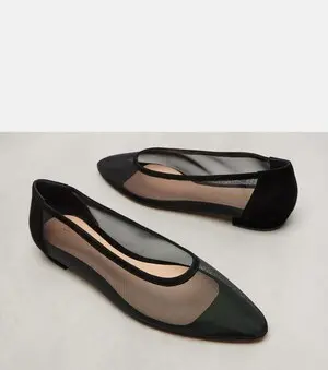 GIANVITO ROSSI Sheer Organza Ballet Flats - Black