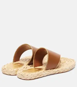 Paris Texas Amalfi Leather-trimmed Espadrille Slides