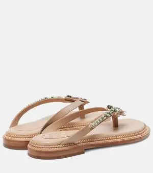 Simone Rocha Embellished Leather Thong Sandals - Beige
