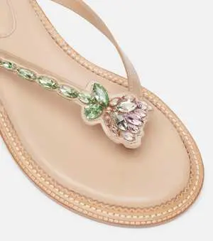 Simone Rocha Embellished Leather Thong Sandals - Beige