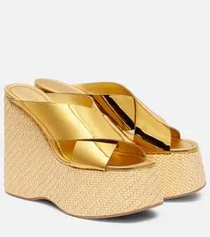 Paris Texas Gold Tone Mules Clogs For Women