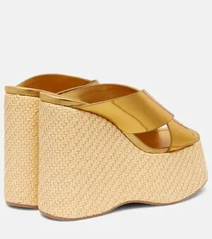 Paris Texas Mara Metallic Leather Wedge Mules - Gold
