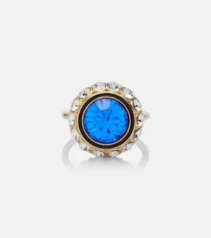 Valentino Garavani Vlogo Crystal-embellished Ring - Blue