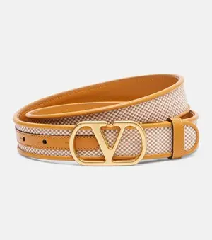 Valentino Garavani Vlogo Canvas And Leather Belt - Brown