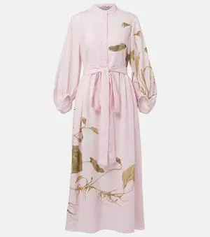 Erdem Printed Linen Midi Dress - Pink