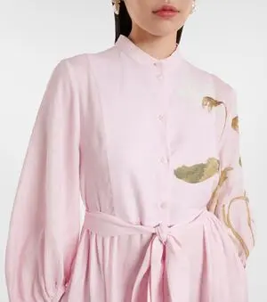 Erdem Printed Linen Midi Dress - Pink