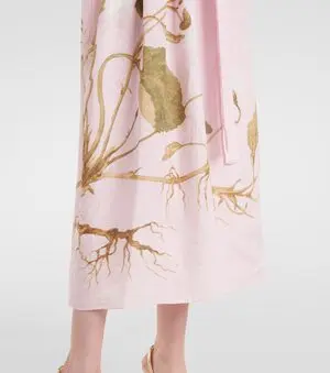 Erdem Printed Linen Midi Dress - Pink