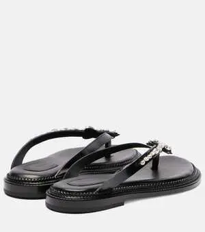 Simone Rocha Embellished Leather Thong Sandals - Black
