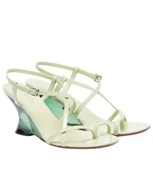 Dries Van Noten Bulle 105 Patent Leather Mules - Green