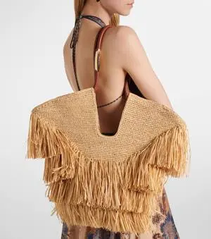 Zimmermann Golden Time Medium Raffia Tote Bag - Beige