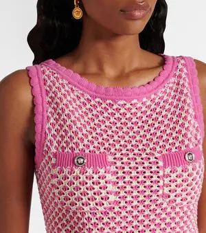 Versace Crochet Cotton-blend Crop Top - Pink