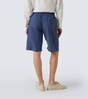 Fedeli Linen Shorts - Blue