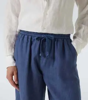 Fedeli Linen Shorts - Blue