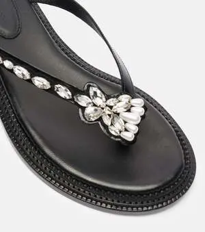 Simone Rocha Embellished Leather Thong Sandals