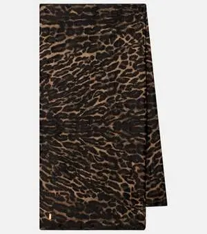 Saint Laurent Leopard-print Silk And Cashmere Scarf - Beige