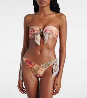 Zimmermann Coco Bow-detail Floral Bikini Top - Multicoloured
