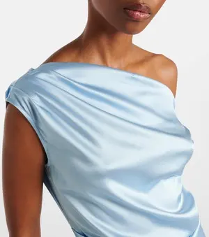 Staud Phare Silk-blend Satin Cocktail Dress - Blue