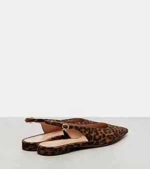 GIANVITO ROSSI Leopard-print Suede Slingback Flats