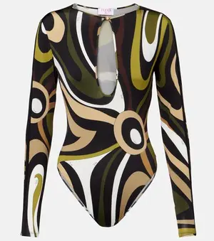 Emilio Pucci Marmo Printed Satin Bodysuit - Multicoloured