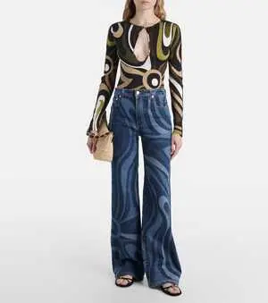 Emilio Pucci Marmo Printed Satin Bodysuit - Multicoloured